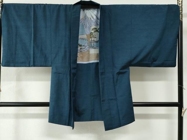 平和屋着物●男性　紬　色無地　留紺色　キングサイズ　正絹　逸品　未使用　CAAU2821yc 平和屋着物○男性 紬 アンサンブル 色無地 紺地 キングサイズ 小田急