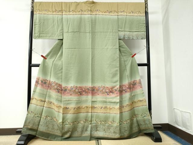 平和屋着物●訪問着　更紗花唐草文　暈し染め　金彩　正絹　逸品　未使用　CAAU2528yc