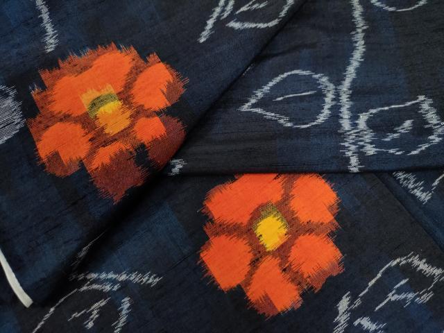 平和屋着物●上質な紬　枝花文　正絹　逸品　CAAU2530yc