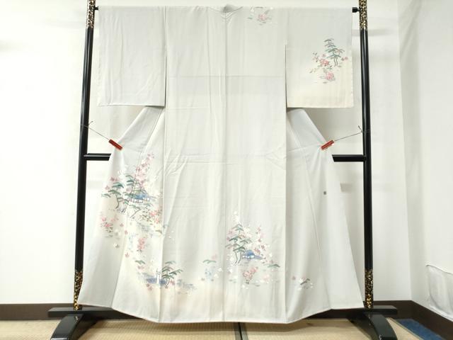 平和屋着物●訪問着　友禅　作家物　松竹梅風景文　暈し染め　正絹　逸品　未使用　CAAU2545yc