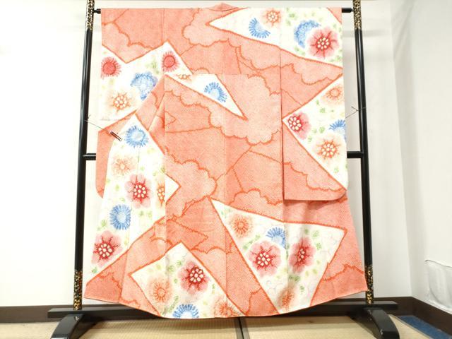 平和屋着物●名門　藤娘きぬたや・総絞り　振袖　花唐草文　正絹　逸品　CAAU2552yc