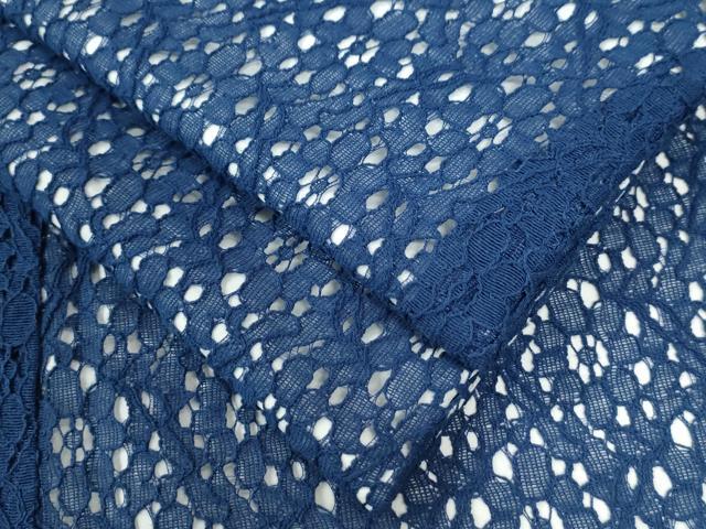平和屋着物●色無地　袷　総レース　吉祥花文　深縹色　CAAU2567yc