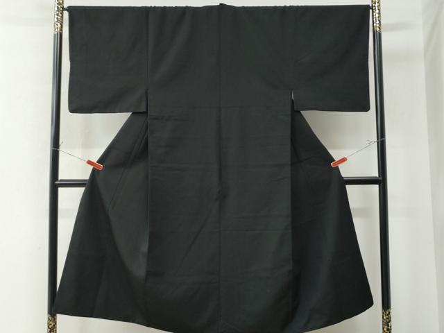 平和屋着物●男性　紬　色無地　黒地　正絹　逸品　CAAU2593yc