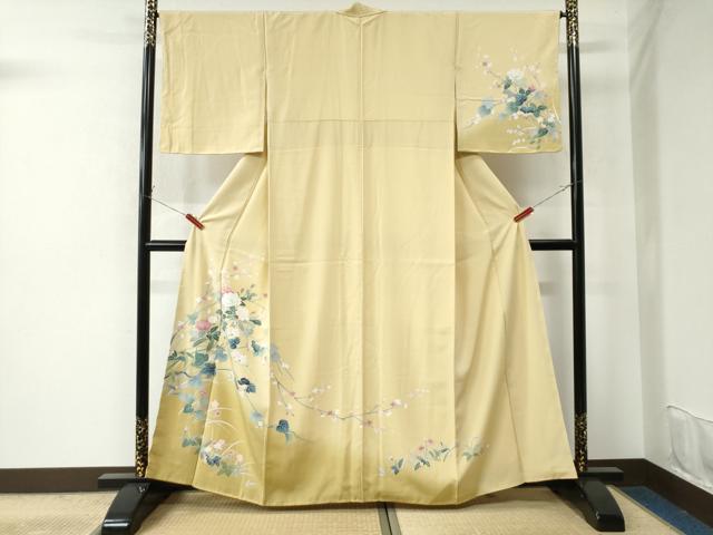 平和屋着物●訪問着　友禅　作家物　枝花文　暈し染め　正絹　逸品　未使用　CAAU2598yc