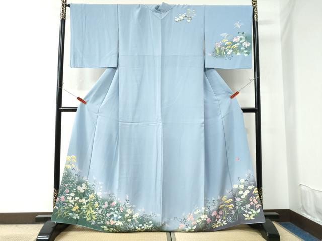 平和屋着物●訪問着　友禅　作家物　草花文　暈し染め　正絹　逸品　CAAU2601yc