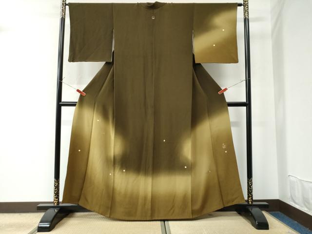 平和屋着物●人形作家・ホリヒロシ　訪問着　箔散らし　暈し染め　金彩　鬼しぼ縮緬　正絹　逸品　CAAU2619yc