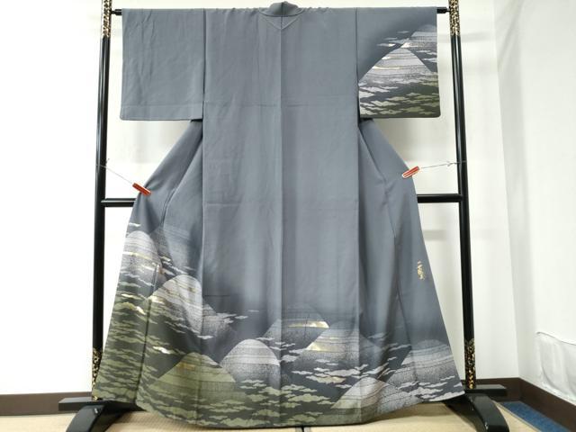 平和屋着物●訪問着　作家物　一世風美　霞遠山文　暈し染め　金彩　正絹　逸品　CAAU2633yc