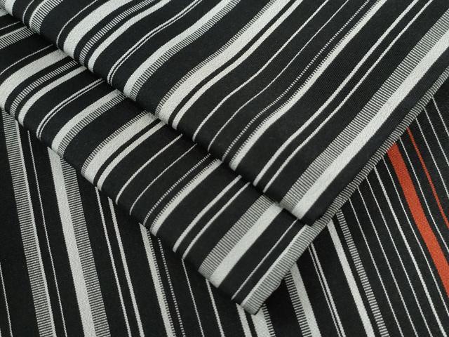 平和屋着物●上質なお召　縞　黒地　正絹　逸品　未使用　CAAU2643yc