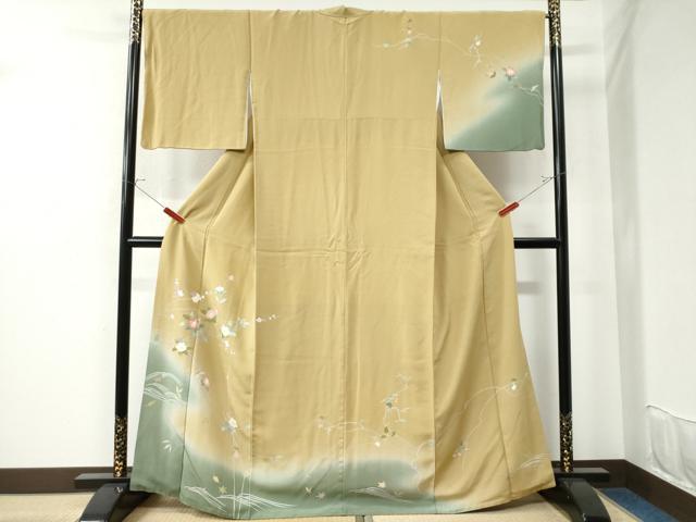 平和屋着物●訪問着　友禅　竜田川枝花文　暈し染め　正絹　逸品　CAAU2649yc