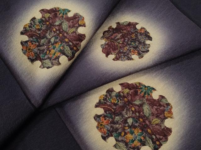 平和屋着物●上質な小紋　雪輪更紗花唐草文　蛍暈し　正絹　逸品　未使用　CAAU2655yc