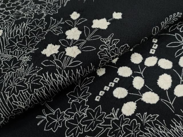 平和屋着物●訪問着　絞り　草花文　黒地　正絹　逸品　CAAU2671yc 平和屋着物○訪問着 絞り 草花文 黒地 正絹 逸品 CAAU2671yc