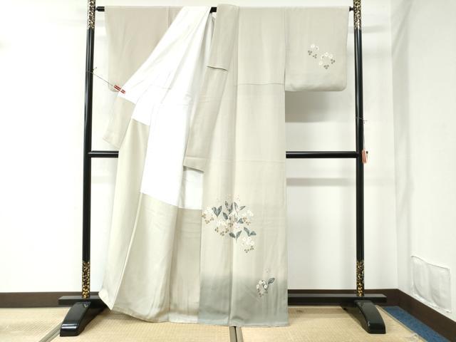 平和屋着物○訪問着 友禅 草花文 暈し染め 鬼しぼ縮緬 正絹