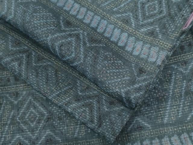 平和屋着物●結城紬　80亀甲　横段吉祥文　正絹　逸品　CAAU2712yc