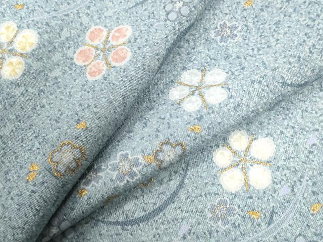 平和屋着物●上質な小紋　芝草舞花文　たたき染め　金彩　三越扱い　正絹　逸品　CAAU2752yc