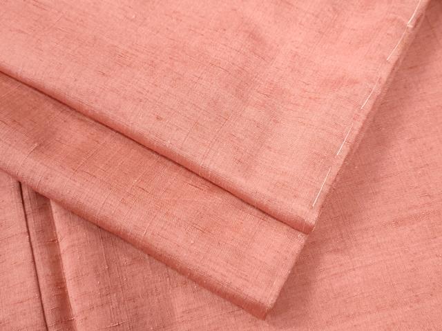 平和屋着物●結城紬　色無地　薄紅色　やまと誂製　正絹　逸品　未使用　CAAU2768yc