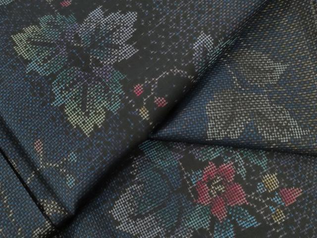 平和屋着物●本場大島紬　9マルキ　草花文　正絹　逸品　CAAU2774yc