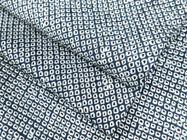 平和屋着物●大変加工の良い総絞り小紋　紺地　正絹　逸品　未使用　CAAU2794yc
