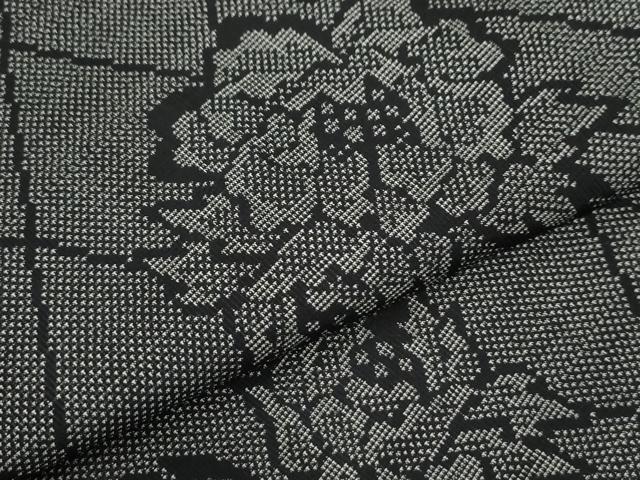 平和屋着物○本場大島紬 9マルキ 牡丹 牧鉄美作 証紙付き 正絹 逸品