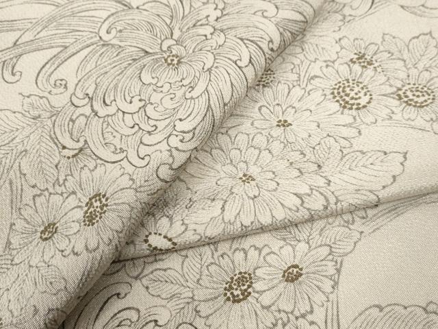 平和屋着物●上質な小紋　手描き　乱菊花文　鬼しぼ縮緬　正絹　逸品　CAAU2815yc