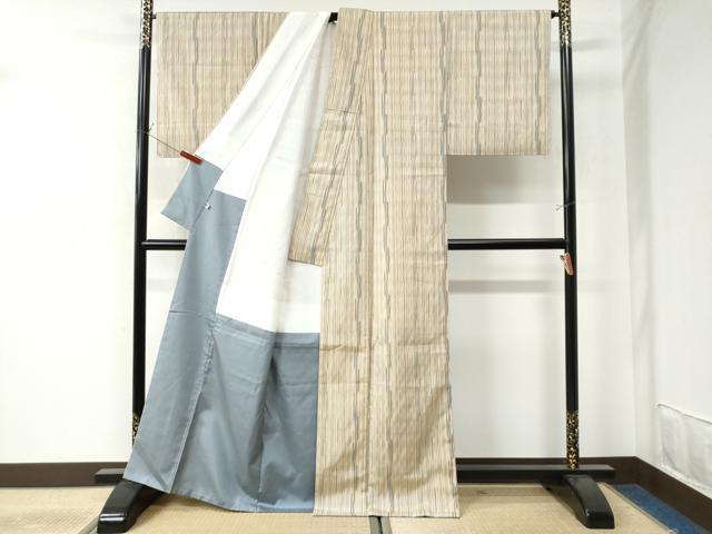 平和屋着物○上質な紬 縞 正絹 逸品 未使用 CAAU3013yc