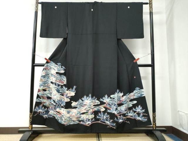 平和屋着物●本加賀友禅作家　染元千紅代表　寺西一紘　黒留袖　松竹梅風景文　正絹　逸品　CAAU2818yc
