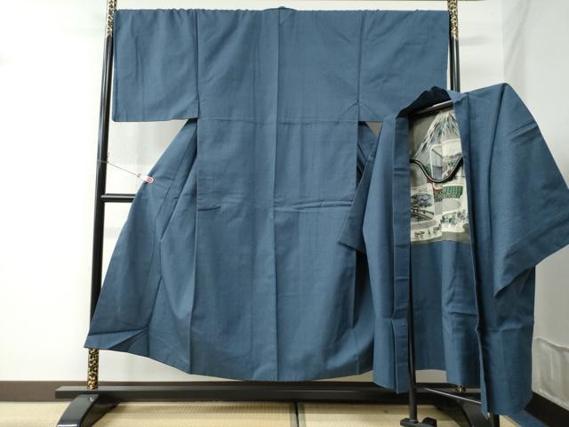 平和屋着物●男性　紬　アンサンブル　100亀甲　正絹　逸品　CAAU2838yc