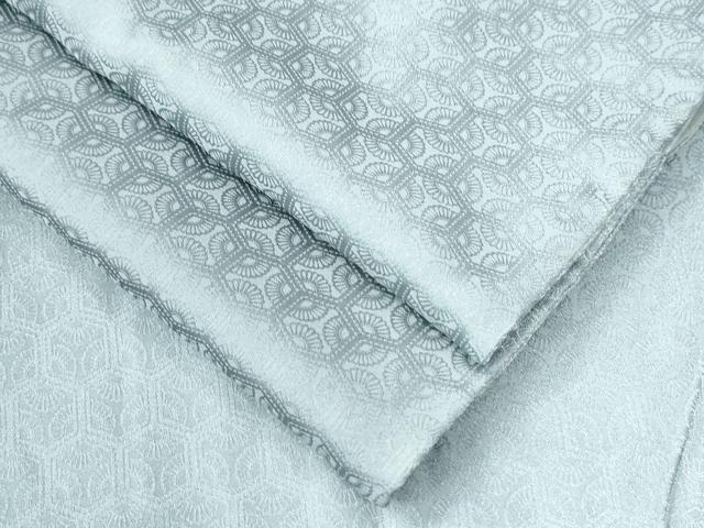 平和屋着物●男性　色無地　亀甲花地紋　秘色色　正絹　逸品　CAAU2862yc