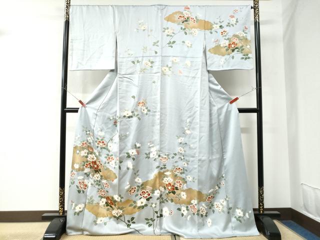 平和屋着物●訪問着　雲取り枝椿文　金彩　正絹　逸品　CAAU2868yc