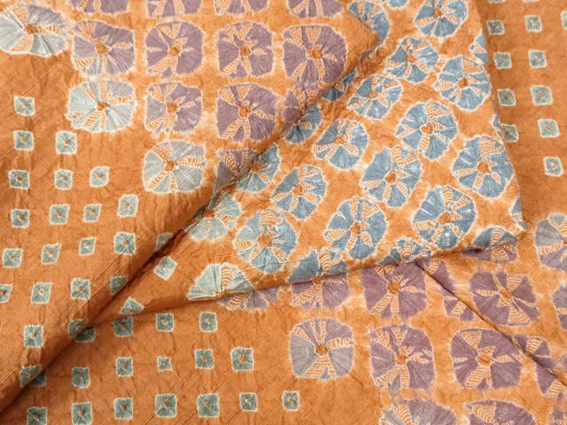 平和屋着物●上質な小紋　紬地　絞り　鹿の子間道　正絹　逸品　CAAU2889yc