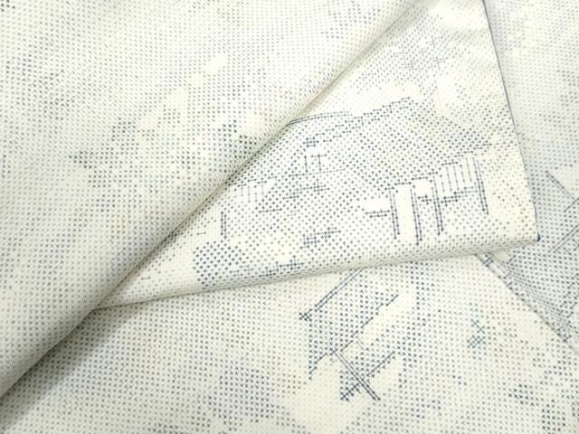 平和屋着物●本場大島紬　白大島　7マルキ　遠山霞風景文　正絹　逸品　CAAU2906yc