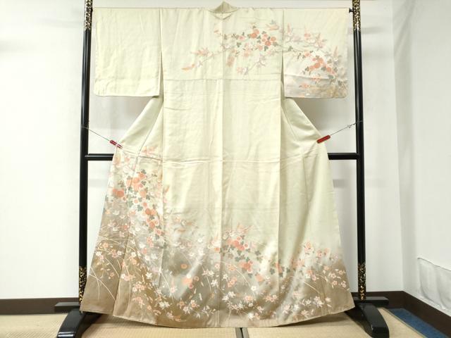 平和屋着物●訪問着　枝橘花文　暈し染め　金彩　正絹　逸品　未使用　CAAU2917yc