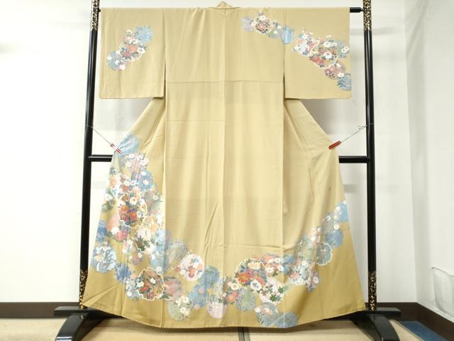 平和屋着物●訪問着　友禅　作家物　駒刺繍　雪輪草花文　金銀彩　正絹　逸品　CAAU2923yc