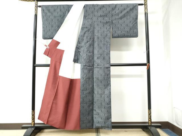 平和屋着物○本場大島紬 9マルキ 麻の葉文様 正絹 逸品 CAAU2940yc