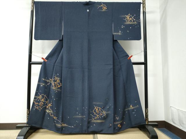 平和屋着物●訪問着　駒刺繍　箔散らし　枝梅文　金彩　正絹　逸品　CAAU2971yc