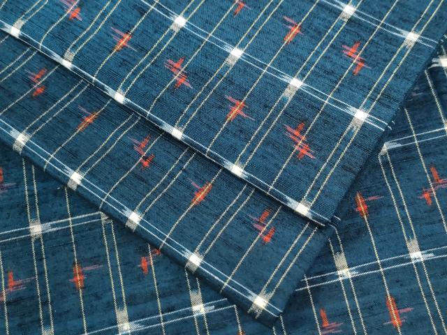 平和屋着物●上質な紬　格子吉祥文　正絹　逸品　CAAU3000yc