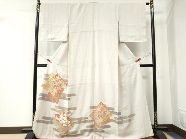 平和屋着物●豪華色留袖　駒刺繍　エ霞色紙重ね吉祥草花文　金彩　正絹　逸品　CAAU3045yc