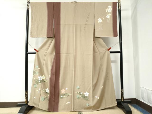 平和屋着物●二代目清次郎　手描き　訪問着　花筏文　やまと誂製　正絹　逸品　未使用　CAAU3063yc