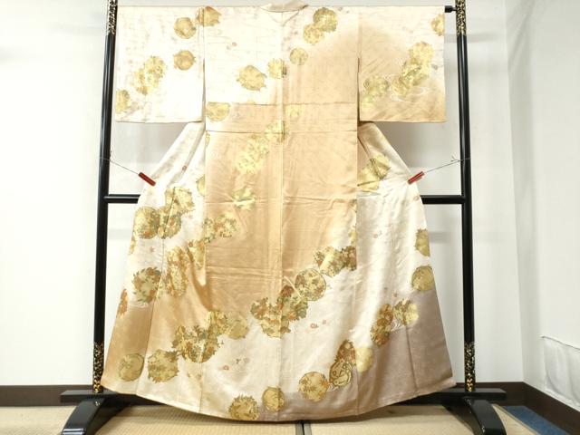 平和屋着物●訪問着　竜田川草花丸文　暈し染め　金彩　ますいわ屋扱い　正絹　逸品　CAAU3065yc