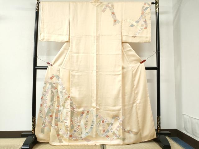 平和屋着物●訪問着　駒刺繍　鬘帯宝尽くし吉祥花唐草文　金彩　正絹　逸品　CAAU3076yc