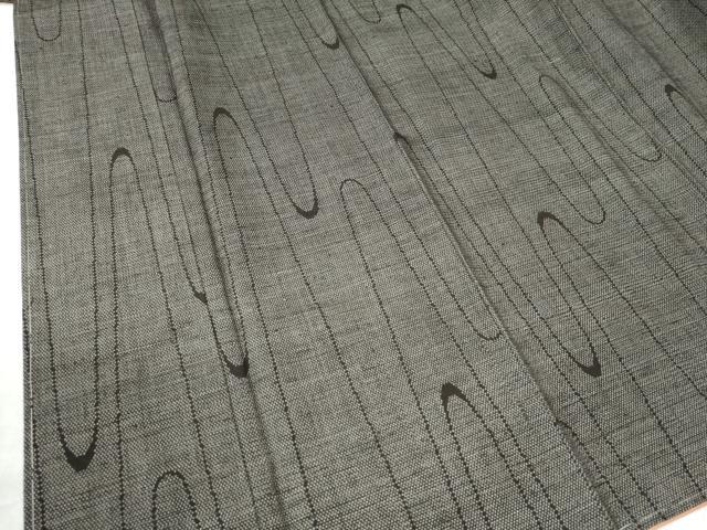 平和屋着物○上質な紬 よろけ縞 黒地 正絹 逸品 未使用 CAAU3090yc