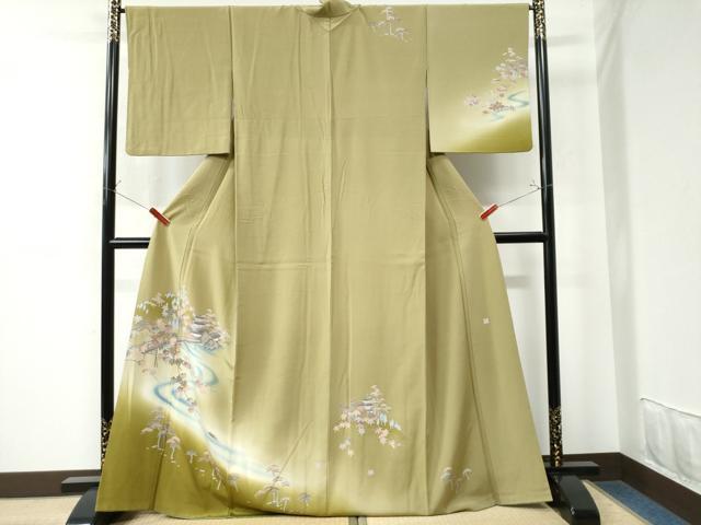 平和屋着物●訪問着　友禅　作家物　渡り橋浜松風景文　暈し染め　正絹　逸品　CAAU3097yc