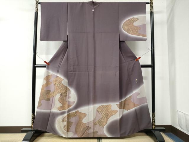 平和屋着物●訪問着　作家物　刺繍　舞桜文　暈し染め　金彩　正絹　逸品　CAAU3101yc