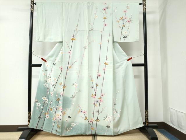 平和屋着物●訪問着　友禅　枝花文　暈し染め　正絹　逸品　CAAU3104yc