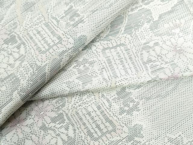 平和屋着物●本場大島紬　白大島　9マルキ　雲取り御所車草花文　正絹　逸品　CAAU3106yc