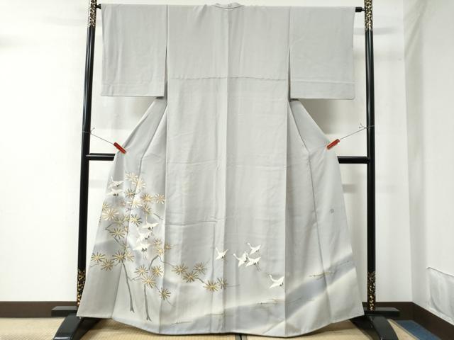 平和屋着物●豪華色留袖　作家物　駒刺繍　飛鶴枝松文　暈し染め　金彩　正絹　逸品　CAAU3120yc