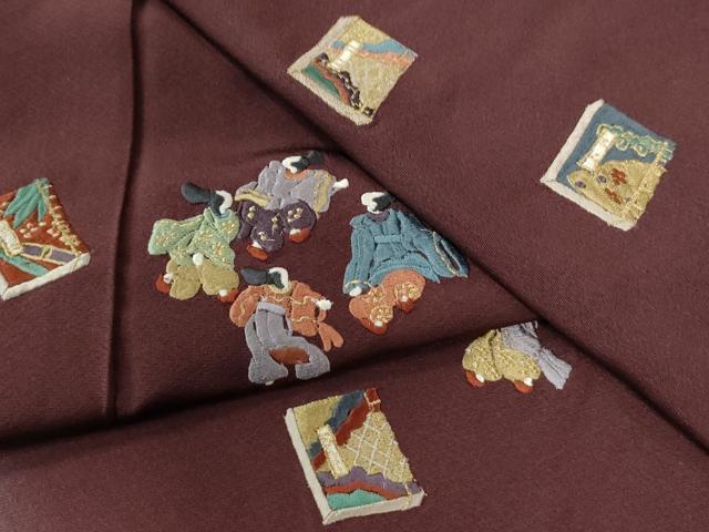 平和屋着物●訪問着　総刺繍　冊子人物文　暈し染め　金糸　正絹　逸品　未使用　CAAU3127yc