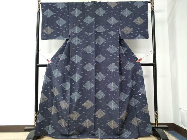 平和屋着物●上質な小紋　作家物　溢れ松葉　菱松葉　正絹　逸品　CAAU3184yc