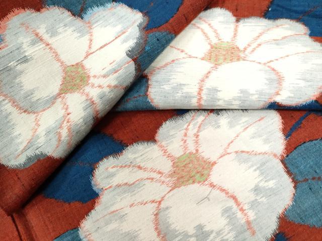 平和屋着物●上質な紬　椿　正絹　逸品　CAAU3198yc