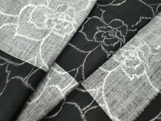 平和屋着物●上質な紬　市松舞花文　正絹　逸品　CAAU3199yc