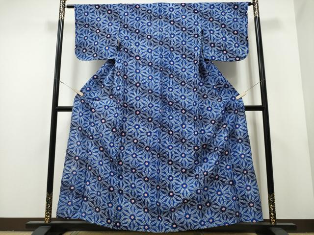 平和屋着物∴夏物　浴衣　有松鳴海絞り　麻の葉文様　綿　逸品　CAAU3599ng